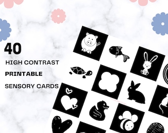 100 High Contrast Baby Cards Bundle - Printable Montessori Black and ...