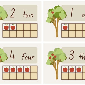 Apple Counting Number Cards 1-10. Counting Cards Toddler. Printable ...