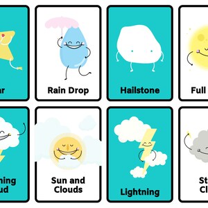 16 Weather Flashcards, Preschool Weather Flash Cards, Toddler ...