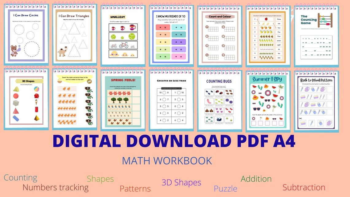 50 Page Maths Busy Book Printable Toddler Activities Preschool - Etsy