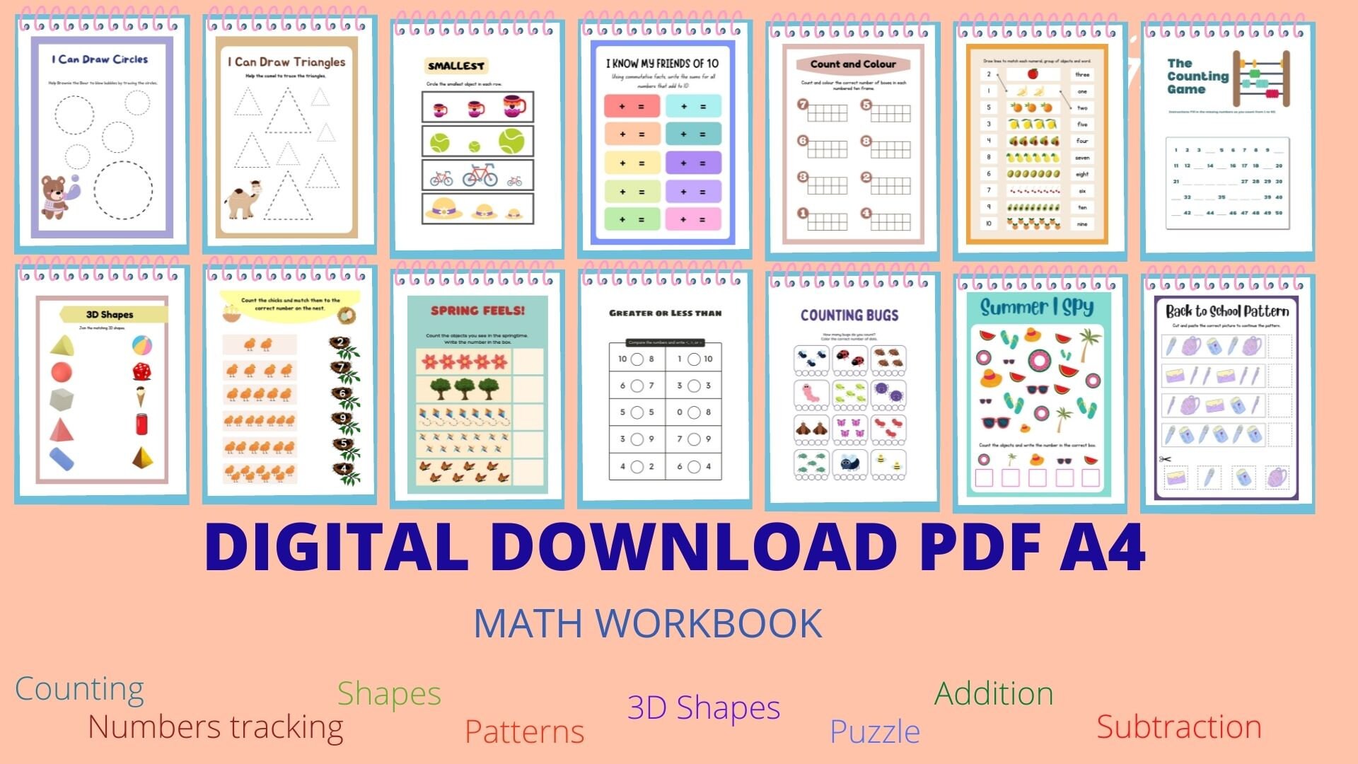 50 Page Maths Busy Book Printable Toddler Activities Preschool - Etsy