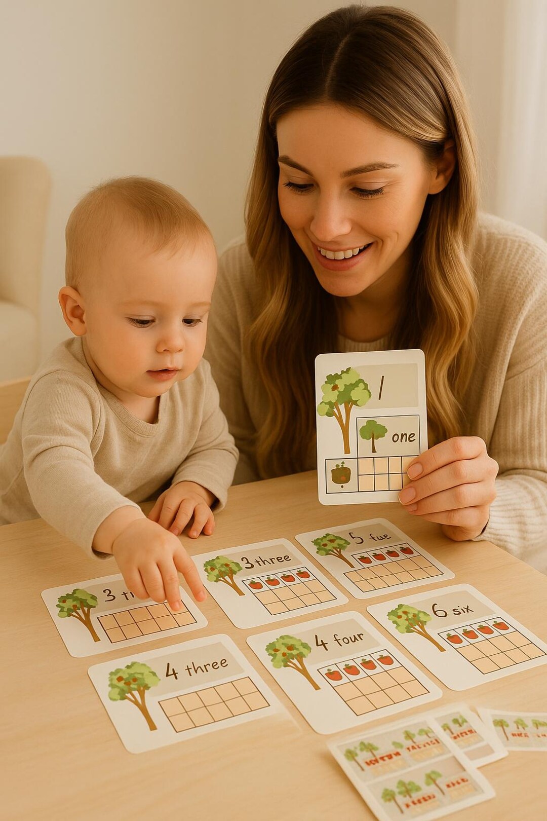 Apple Counting Flashcards 1-10: Homeschool Math Printable (digital ...