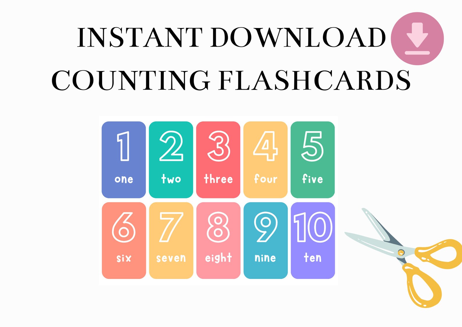 Numbers Flash Cards, Preschool Counting Flash Cards, Count and Clip ...