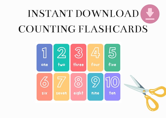 Numbers Flash Cards Preschool Counting Flash Cards Count and - Etsy