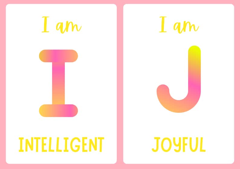 Pink Affirmations Alphabet Flashcards: Classroom Posters (PDF) - Etsy