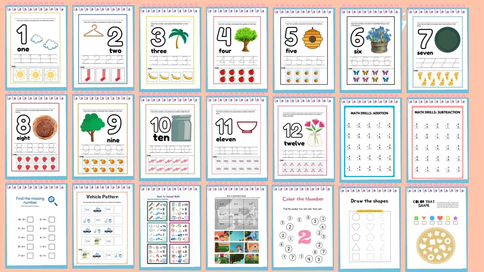 50 Page Maths Busy Book Printable Toddler Activities Preschool - Etsy