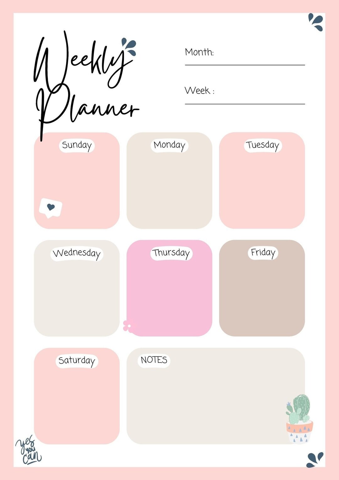 Printable Weekly Planner | Minimalist Weekly Schedule Template | A4 ...