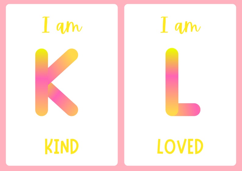 Pink Affirmations Alphabet Flashcards: Classroom Posters (PDF) - Etsy