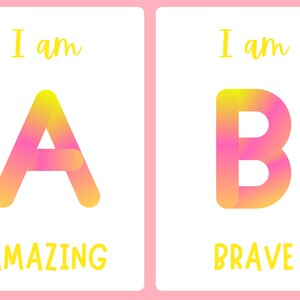 Pink Affirmations Alphabet Cards, Printable Alphabet, Children's ...