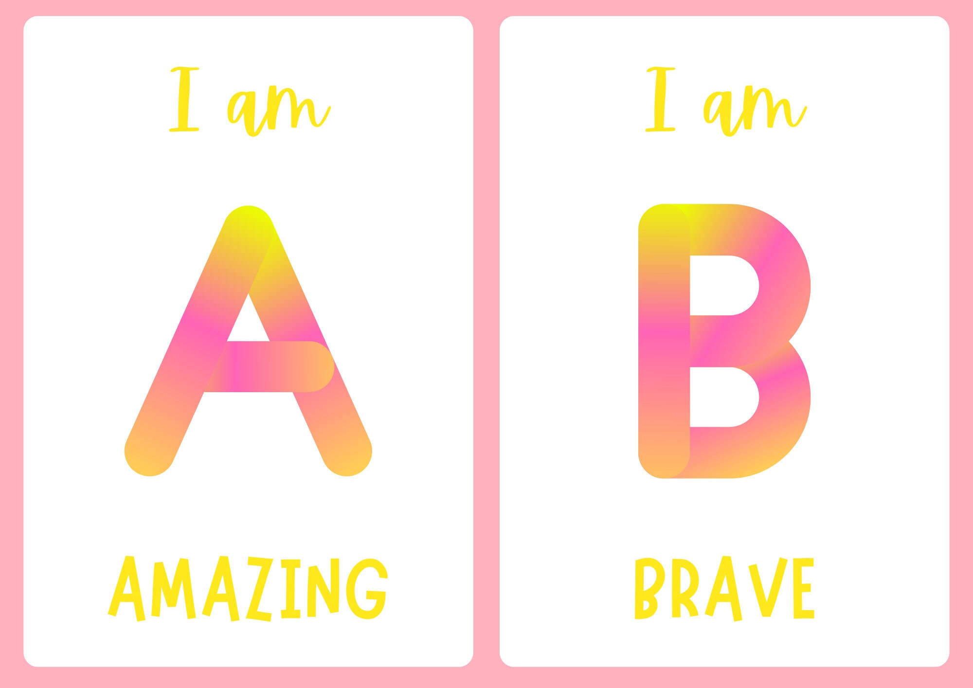 Pink Affirmations Alphabet Flashcards: Classroom Posters (PDF) - Etsy