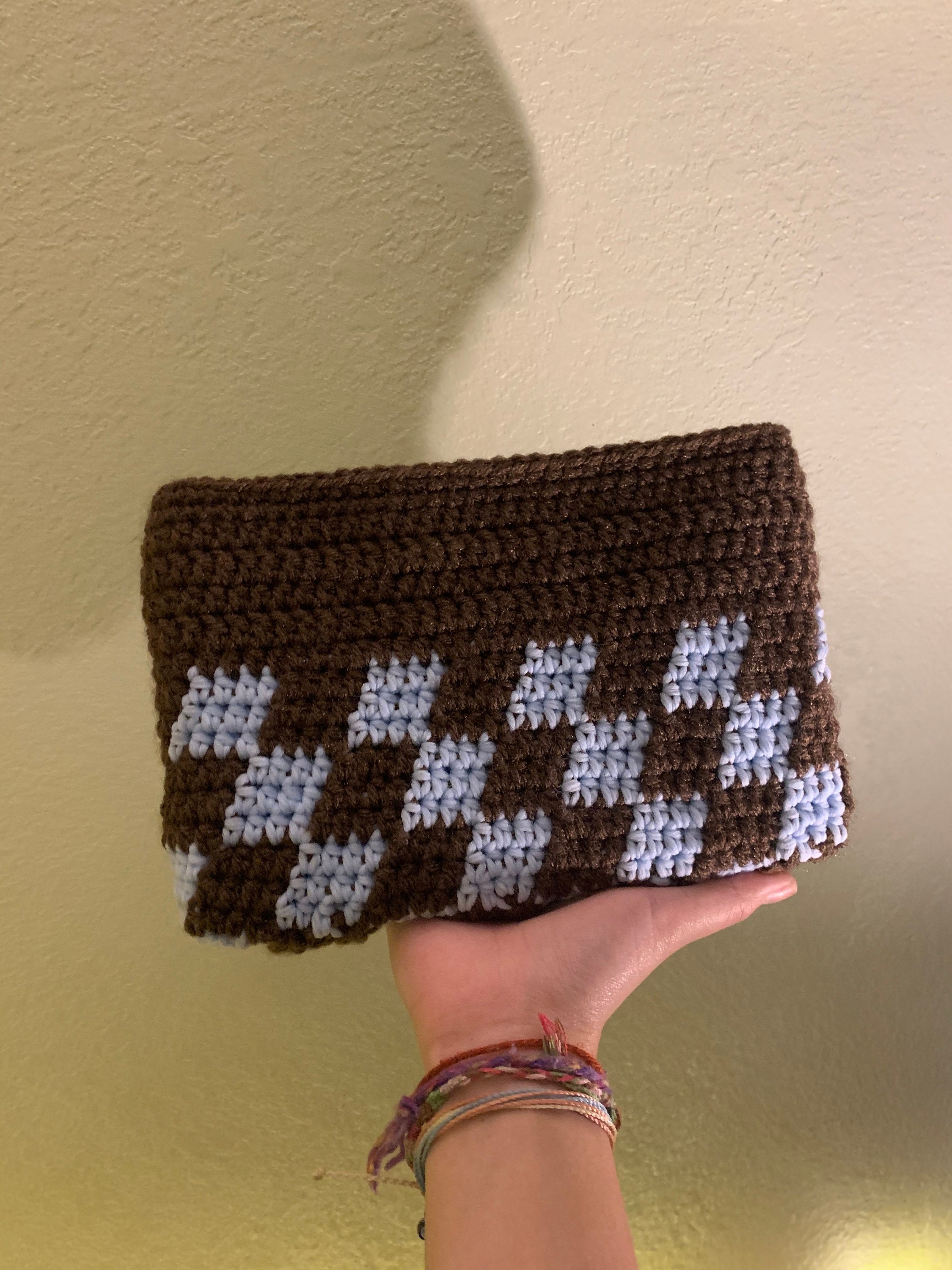 Crocheted Checkered Book Sleeve - Etsy