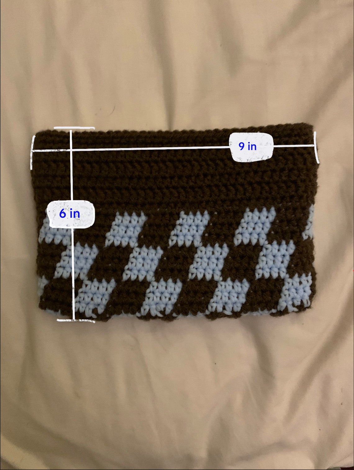 Crocheted Checkered Book Sleeve - Etsy