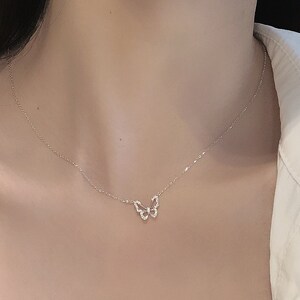 Dainty Necklace,sterling Silver Chain,tiny Necklace,butterfly,small ...