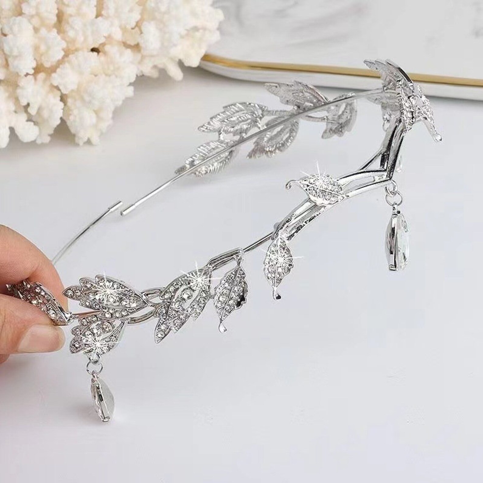 Fairy Princess Forehead Tiara elven Headpiece Dangling - Etsy