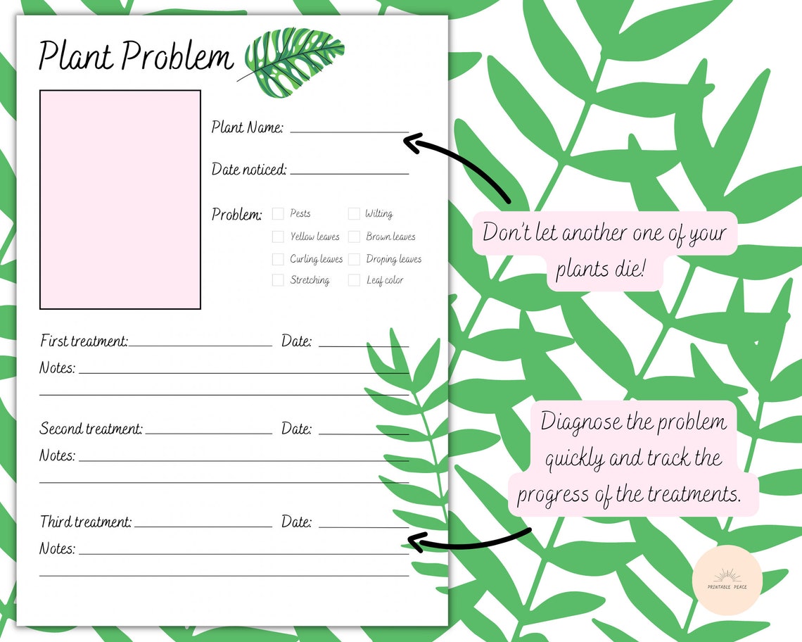 Printable Houseplant Problems Tracker | Indoor Plant Tracker | Digital ...