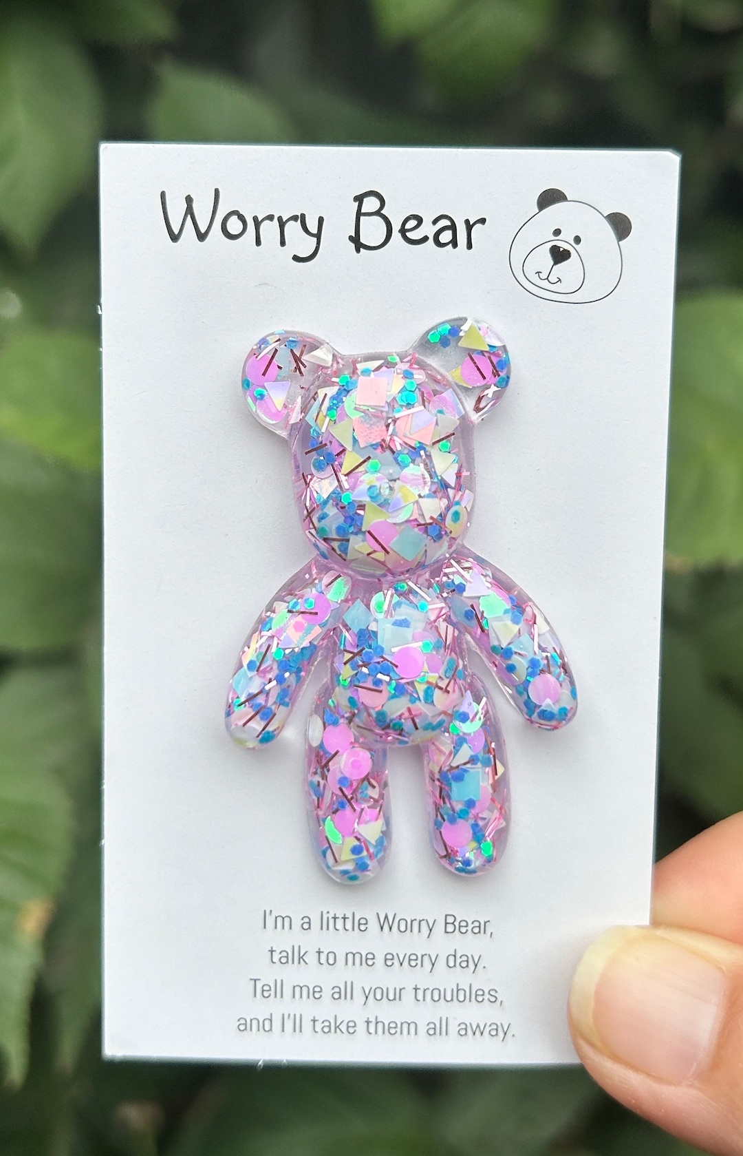 Worry Bear, Bear Figurines Colourful, Anxiety Relief Gift, Stress ...