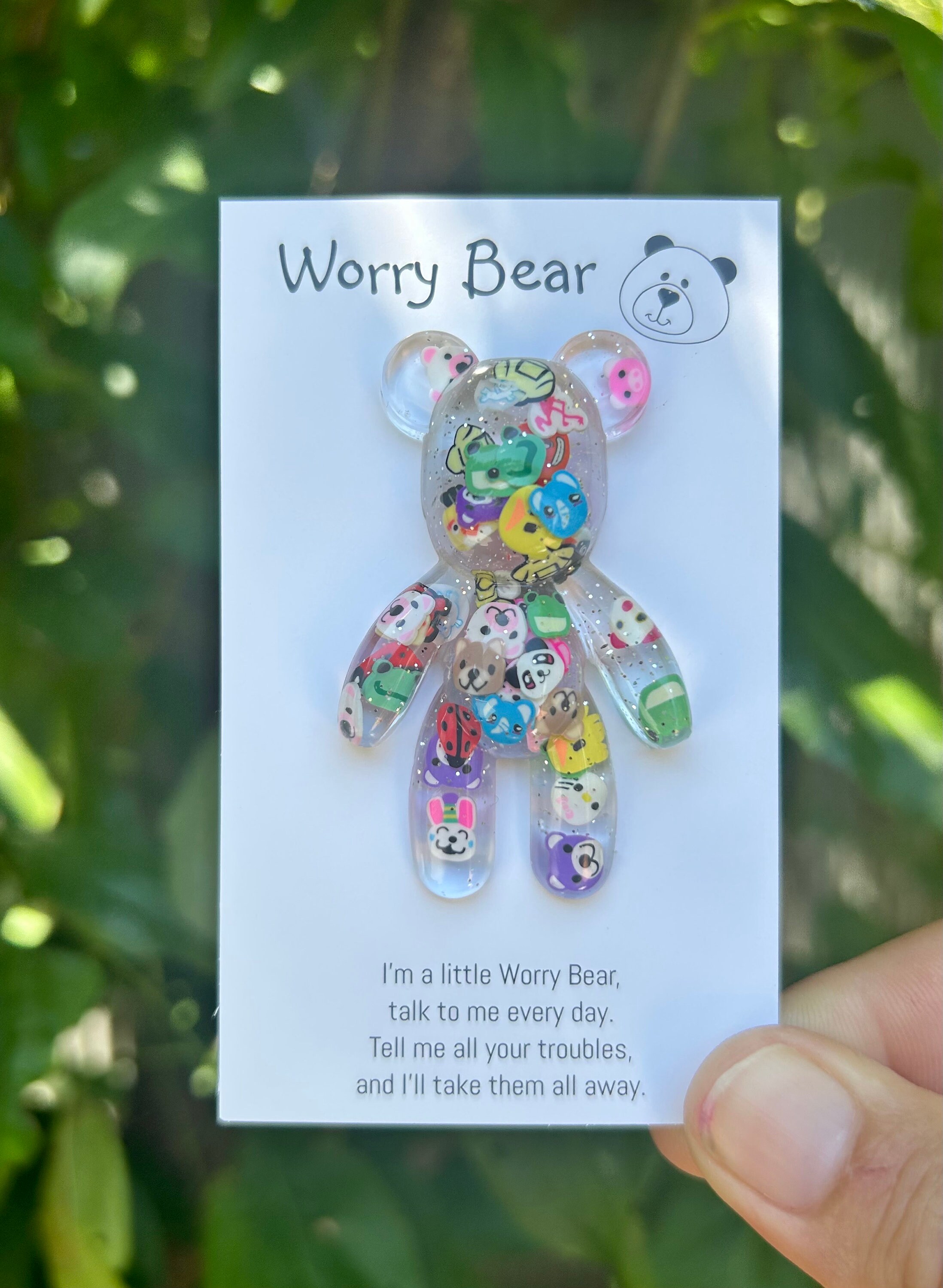 Worry Bear, Bear Figurines Colourful, Anxiety Relief Gift, Stress ...
