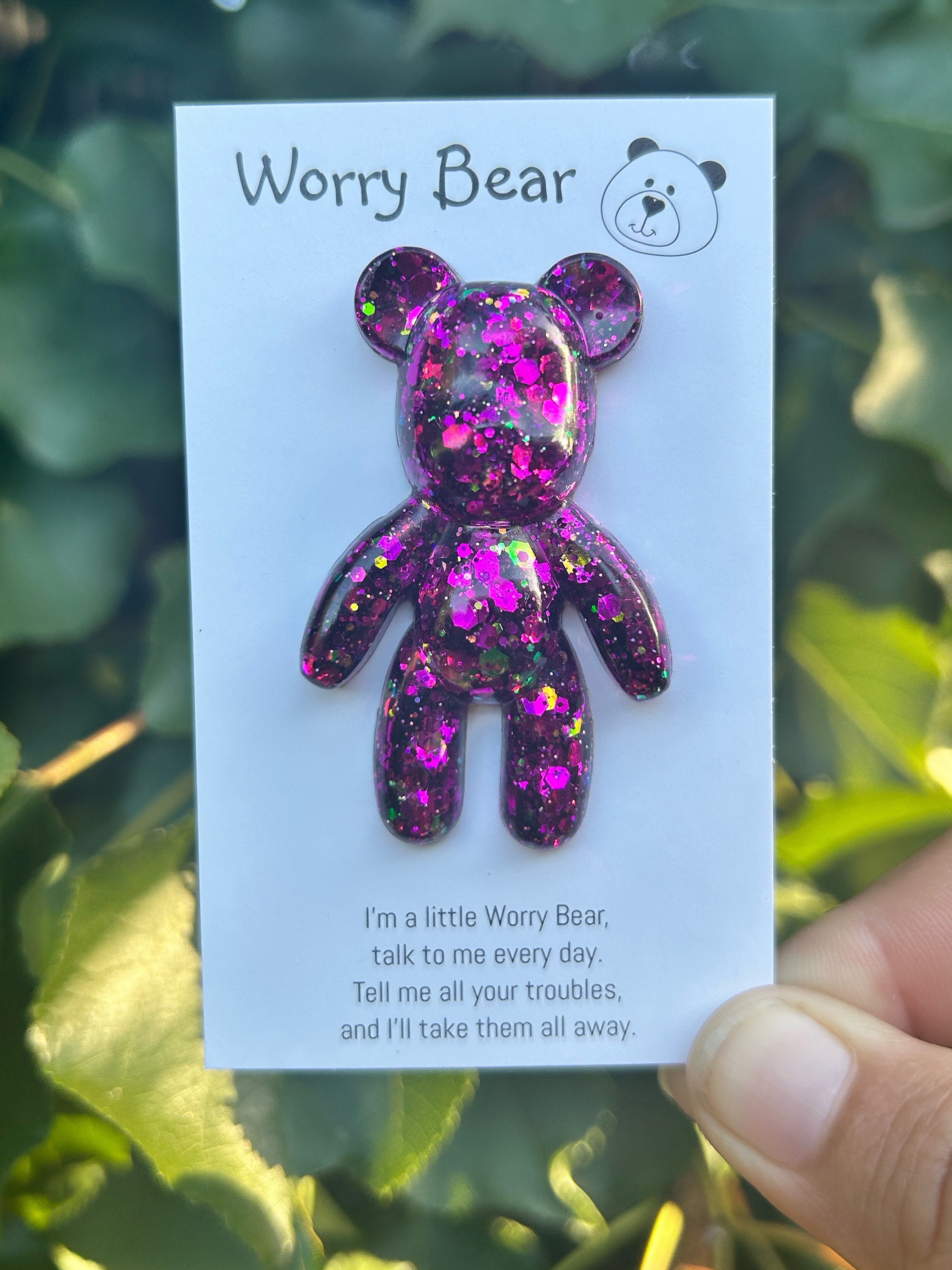 Worry Bear, Bear Figurines Colourful, Anxiety Relief Gift, Stress ...