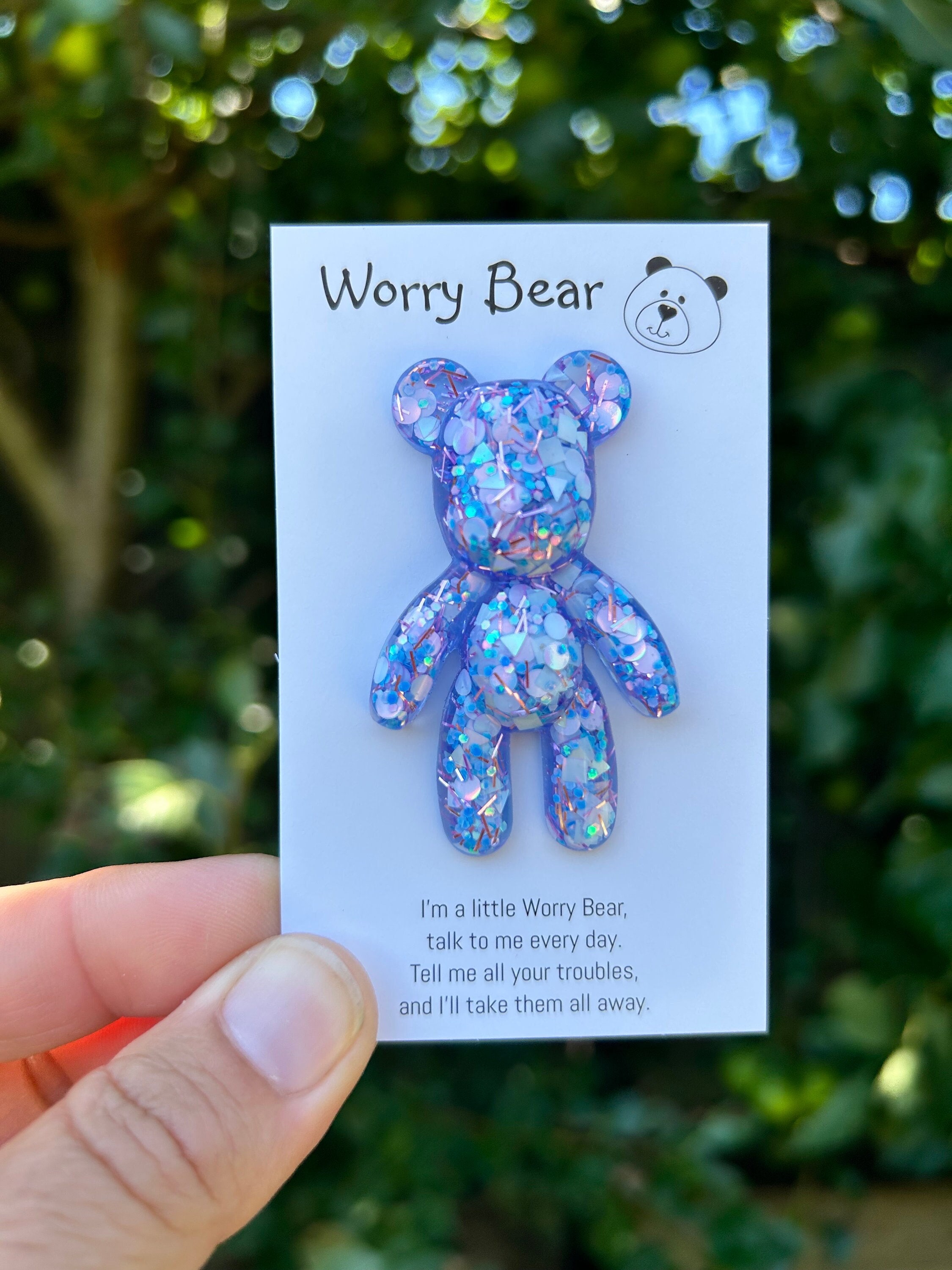 Worry Bear, Bear Figurines Colourful, Anxiety Relief Gift, Stress ...