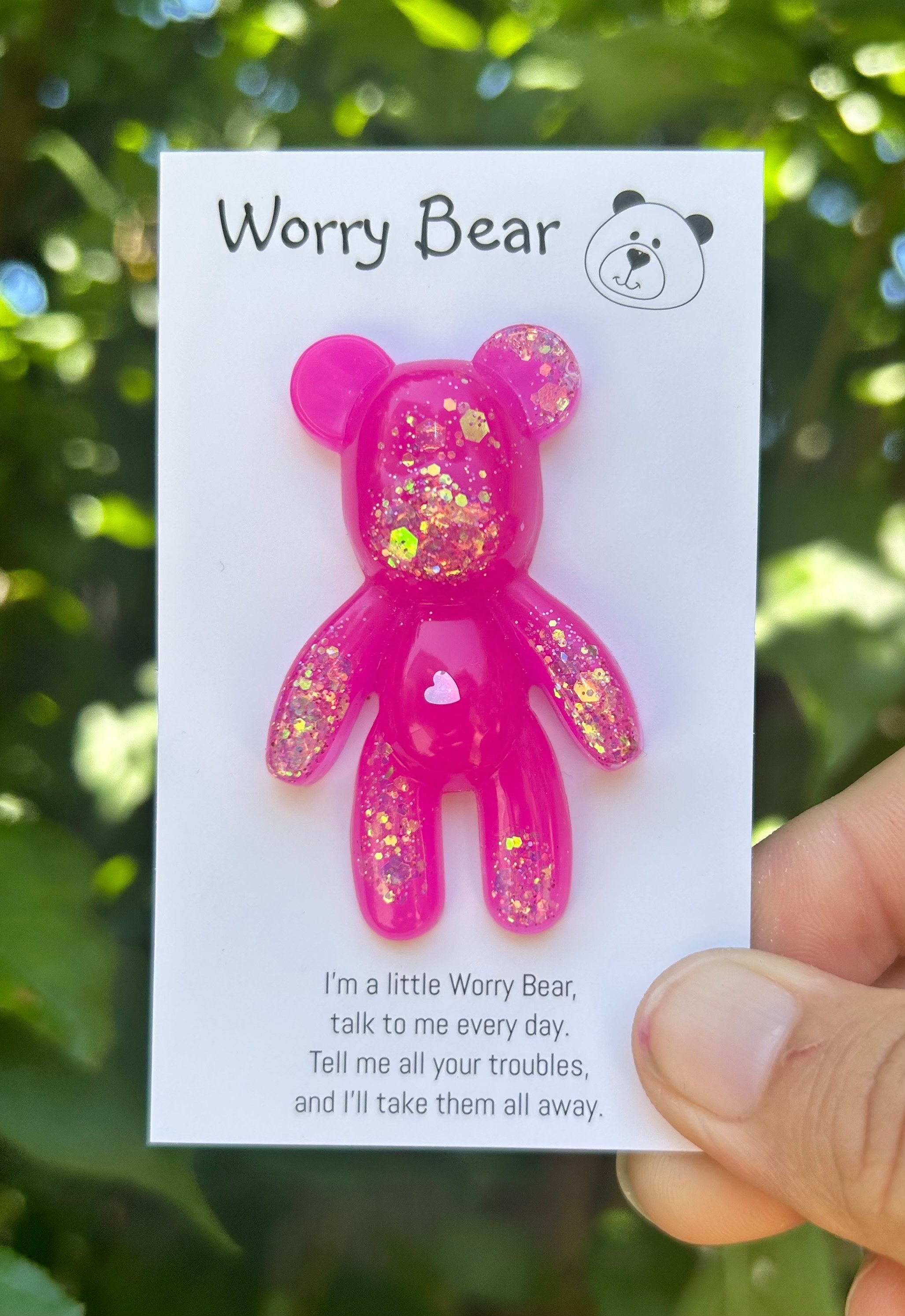Worry Bear, Bear Figurines Colourful, Anxiety Relief Gift, Stress ...