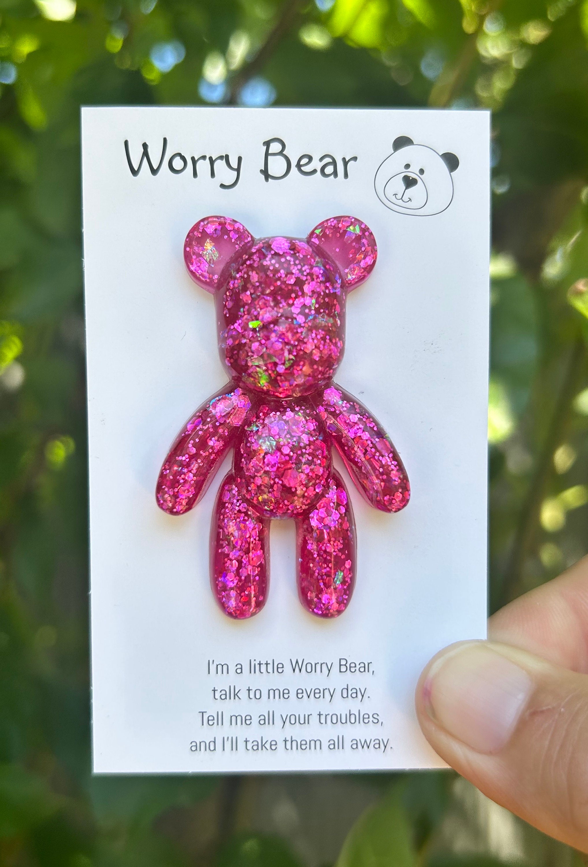 Worry Bear, Bear Figurines Colourful, Anxiety Relief Gift, Stress ...
