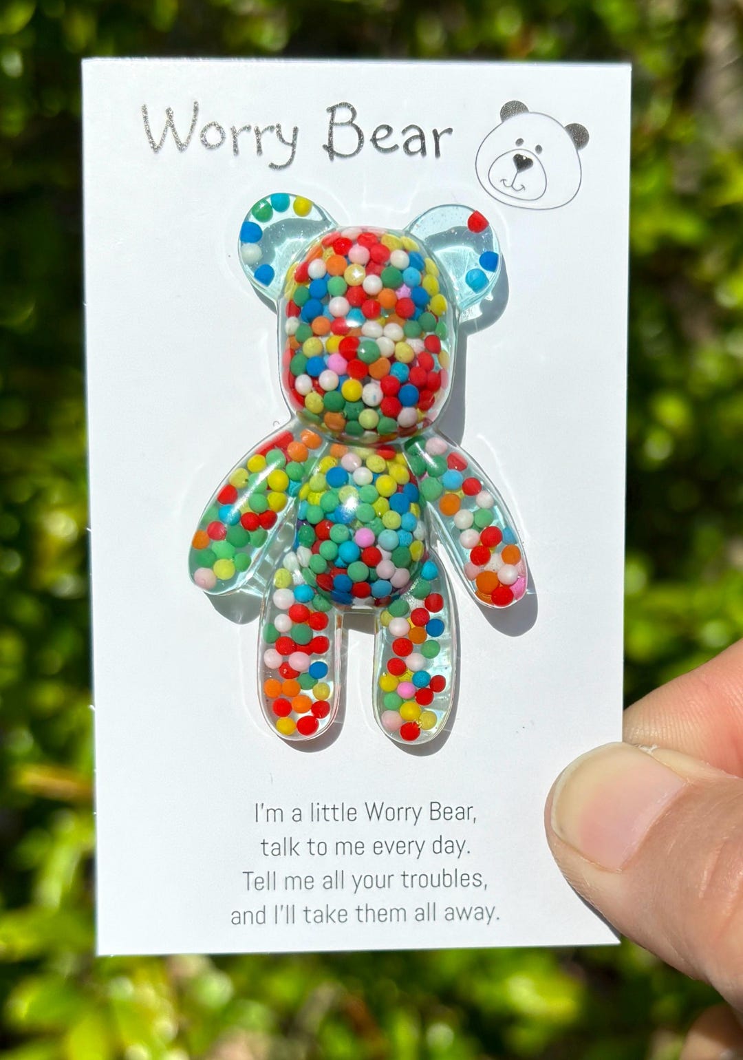 Worry Bear, Bear Figurines Colourful, Anxiety Relief Gift, Stress ...