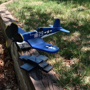 F4U Corsair Wooden Garden Aircraft Wind Spinner Whirligig - Etsy