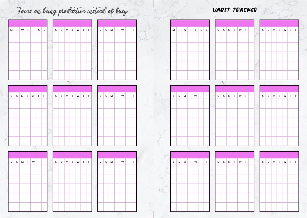Habit Tracker (pink) - Digital - Etsy