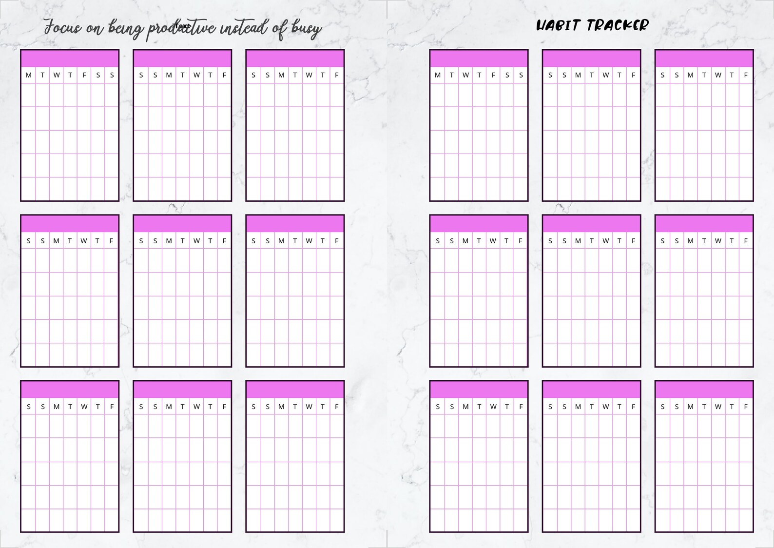 Habit Tracker (pink) - Digital - Etsy