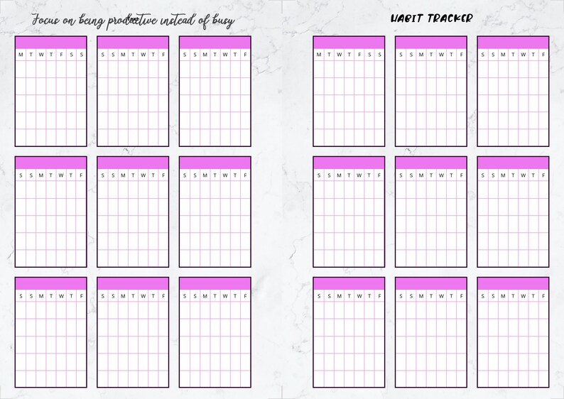 Habit Tracker (pink) - Digital - Etsy