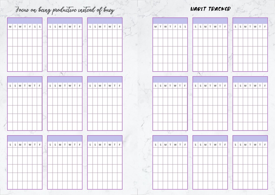 Habit Tracker (purple) - Digital - Etsy