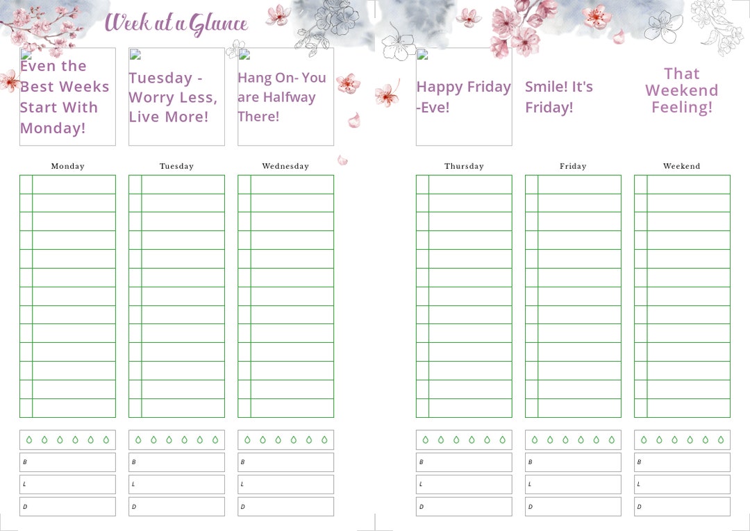 Week at A Glance - Digital Planner - Etsy