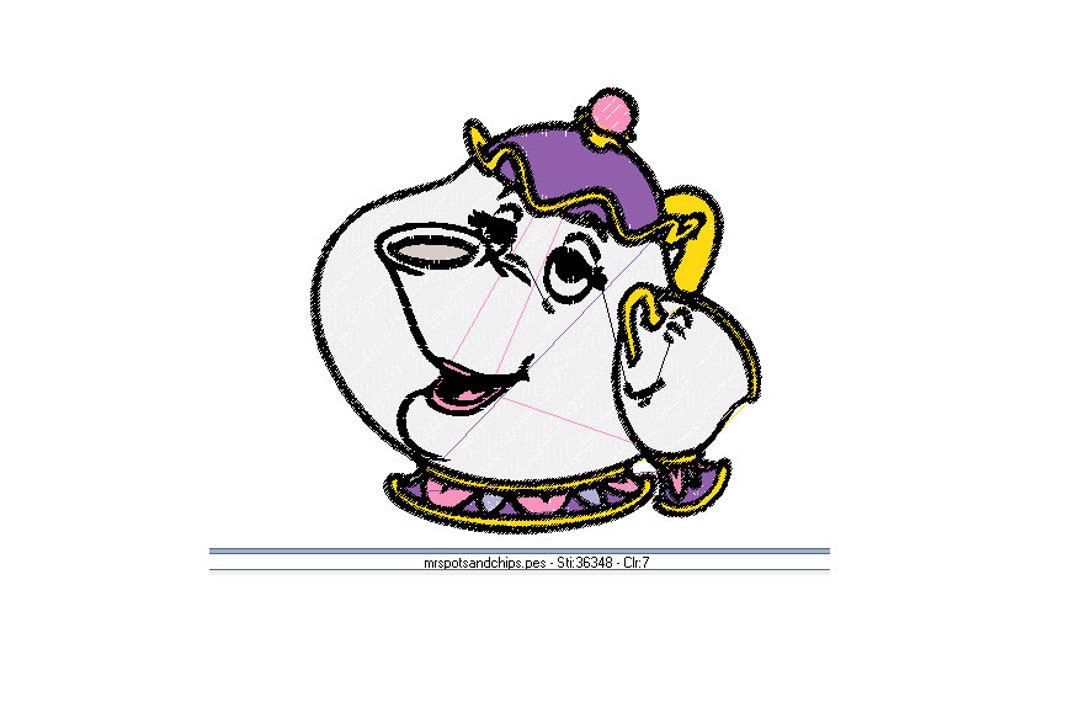 Larges Mrs Potts and Chip Embroidery Design PES, JEF, HUS and More - Etsy
