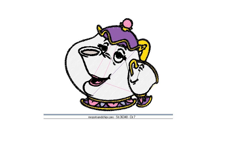 Larges Mrs Potts and Chip Embroidery Design PES, JEF, HUS and More - Etsy