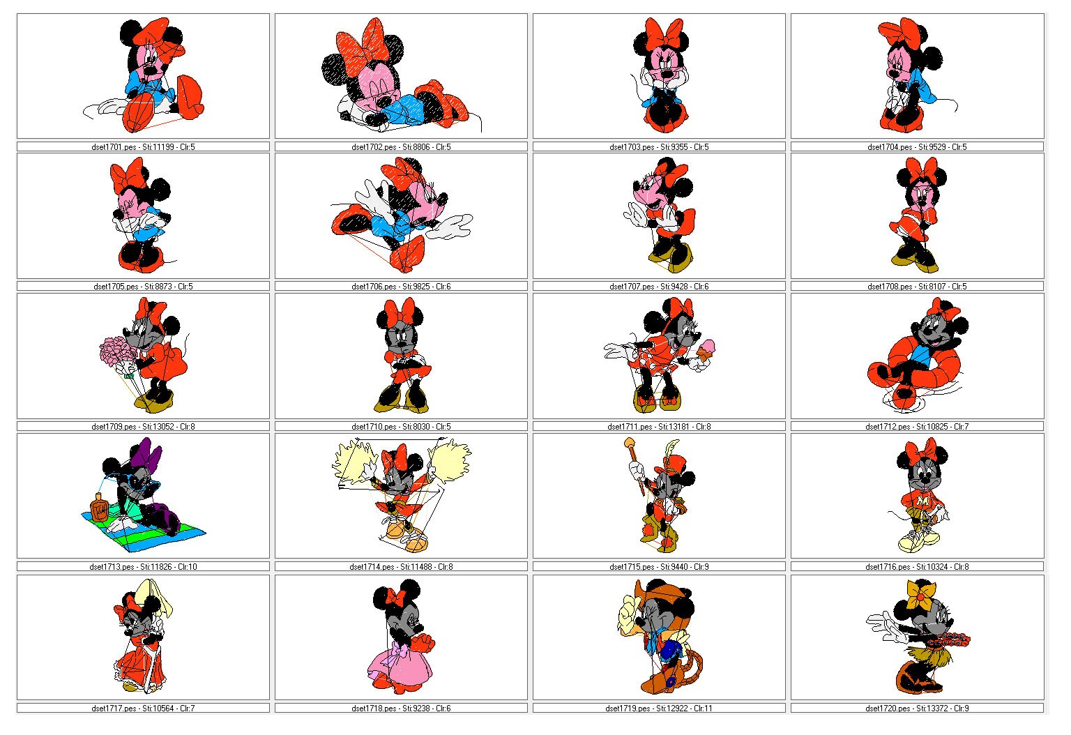 Minnie Mouse 20 Embroidery Designs PES, JEF, HUS and More - Etsy