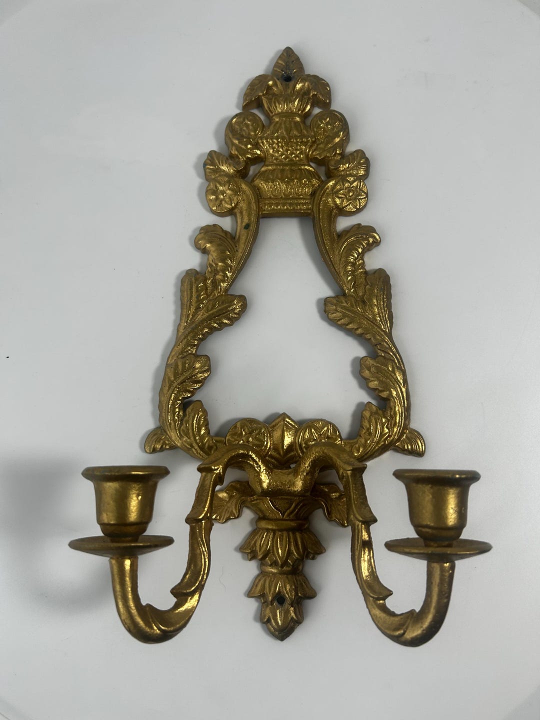 Elegant Wall-mounted Gold Cast Iron Filigree Candle Holder – Vintage ...