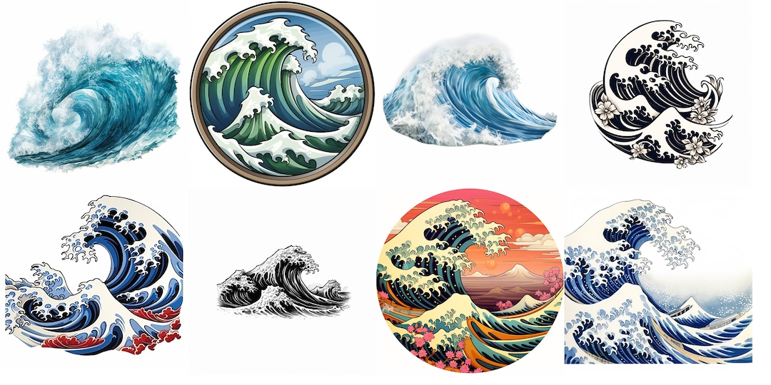Ocean Breaking Waves Svg & Png Collection 13 Digital Download Files ...