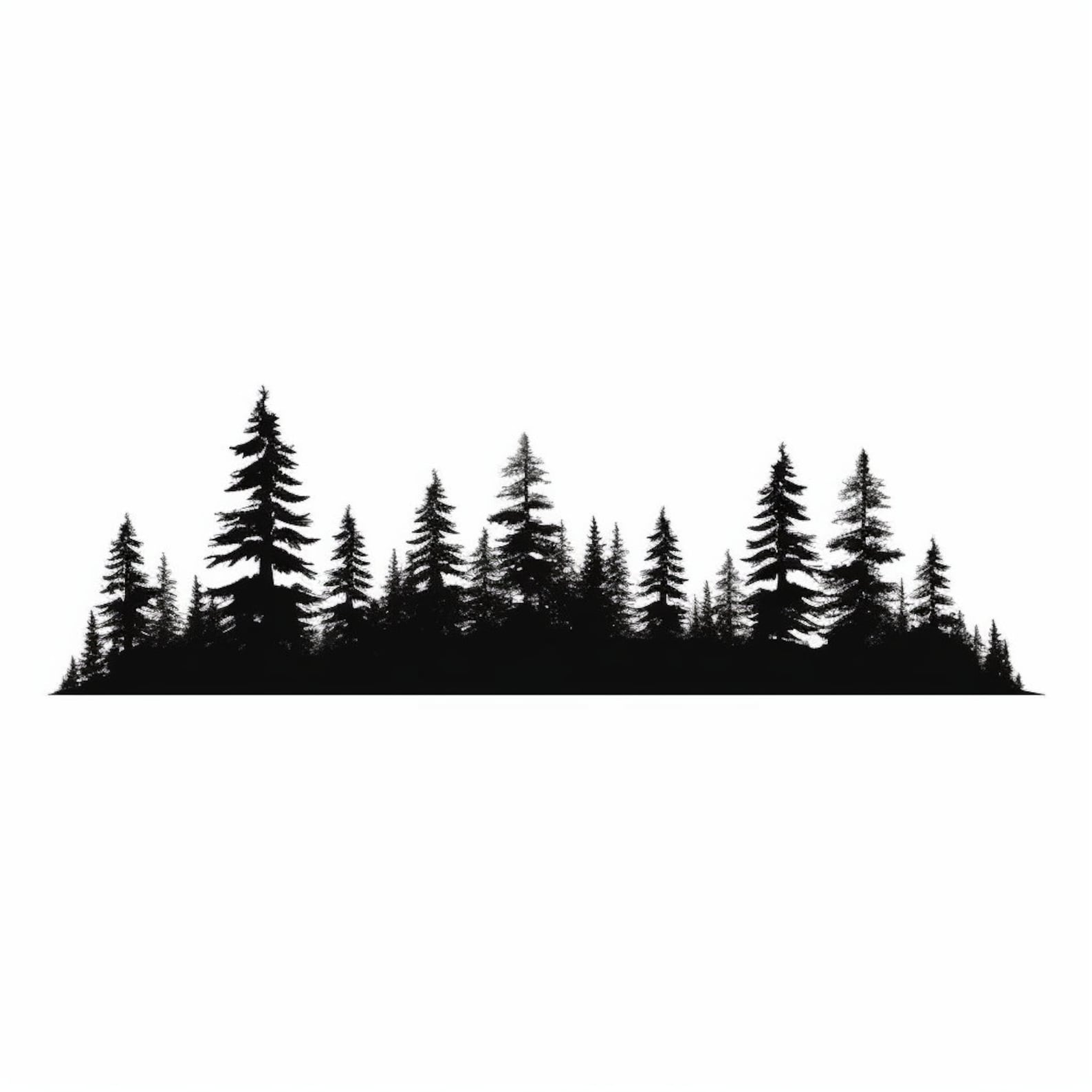Treeline Svg Instant Download - 8 Skyline Silhouettes of a Line of Pine ...