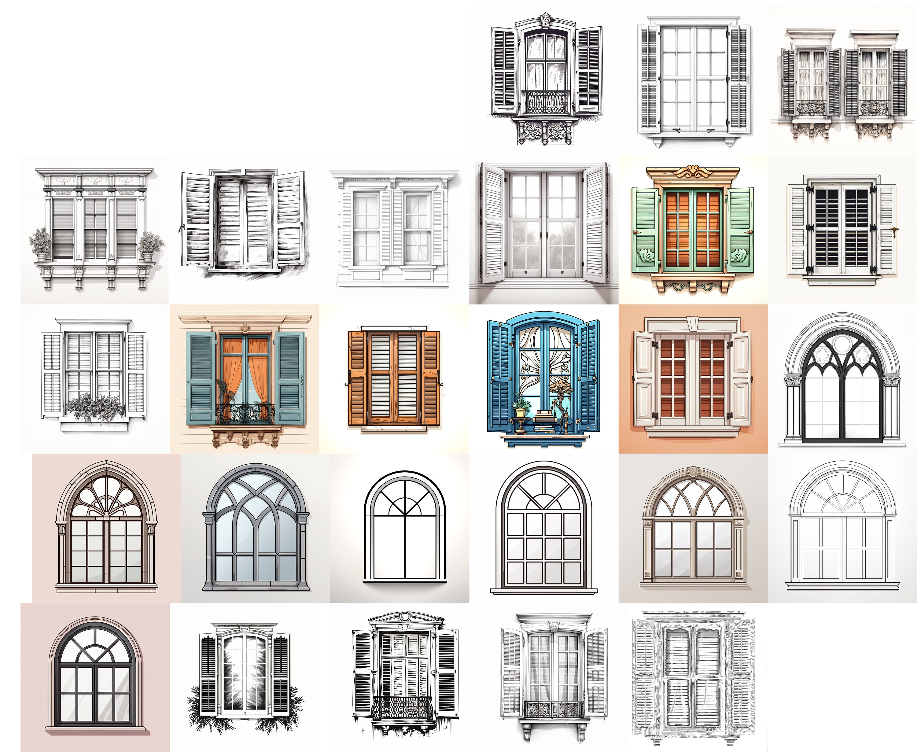 Vintage Windows SVG Pack - 26 Charming Old-fashioned Window Designs ...