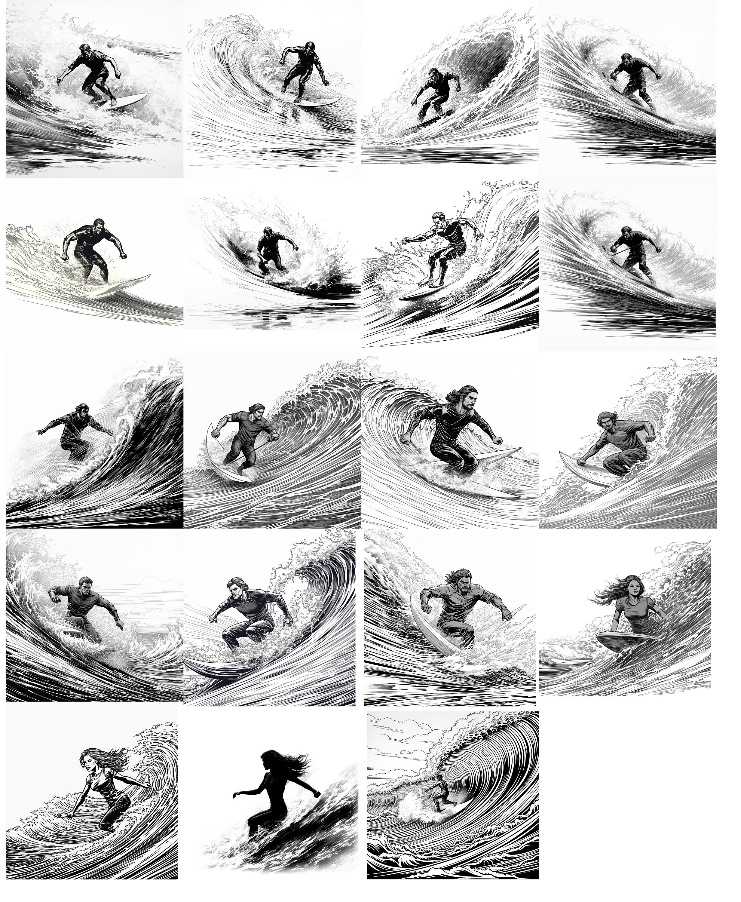 19 Surfing SVG & PNG Bundle for Laser Engraving, CNC, T-shirt Design ...
