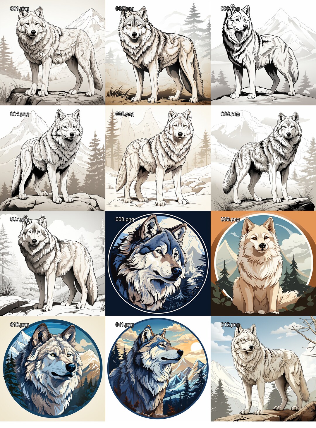 Wolf Pack Svg & Png Collection. 12 Scalable Images of Wolves Ready for ...