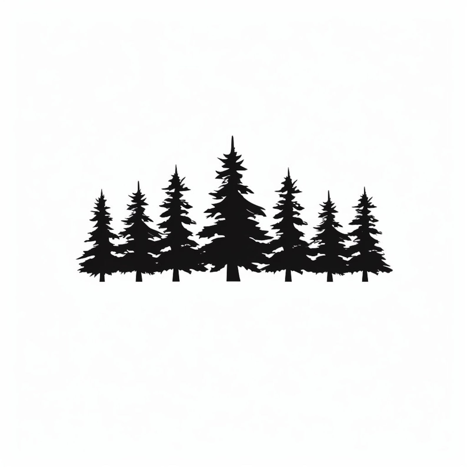 Treeline Svg Instant Download - 8 Skyline Silhouettes of a Line of Pine ...