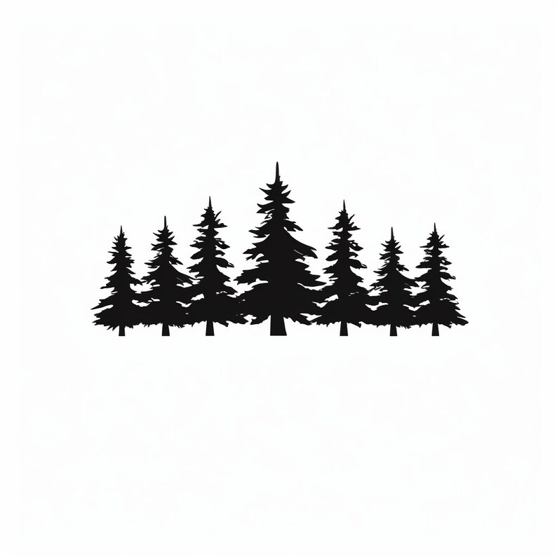 Treeline Svg Instant Download - 8 Skyline Silhouettes of a Line of Pine ...