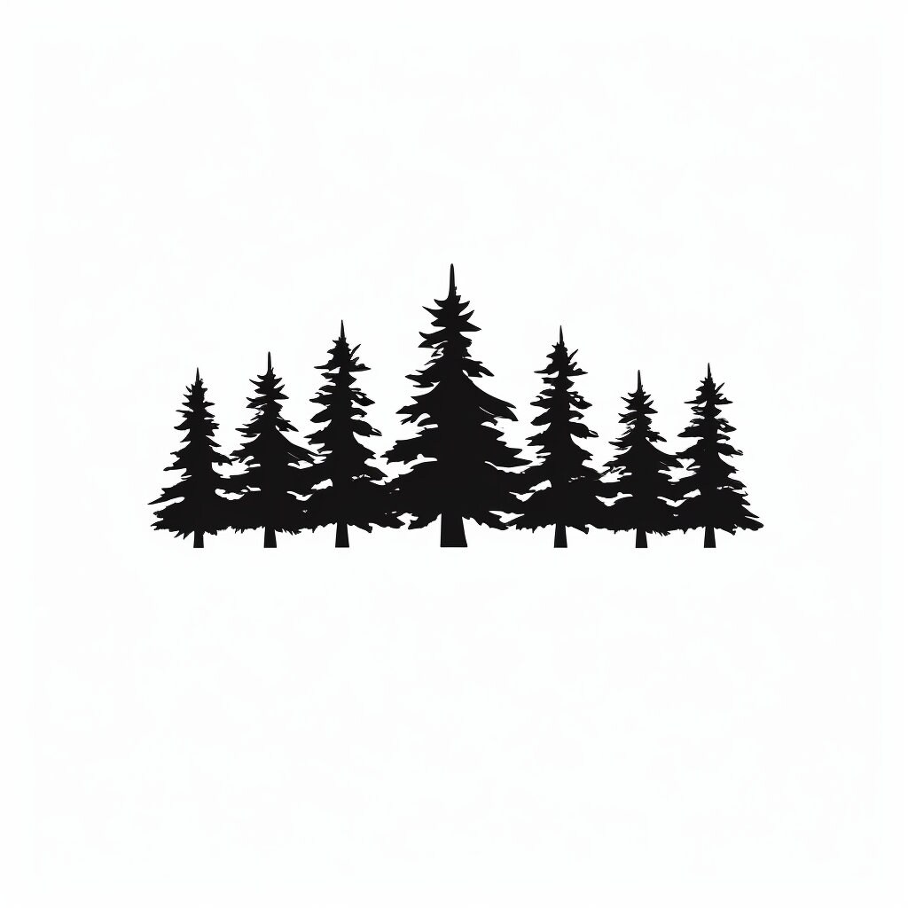 Treeline Svg Instant Download - 8 Skyline Silhouettes of a Line of Pine ...