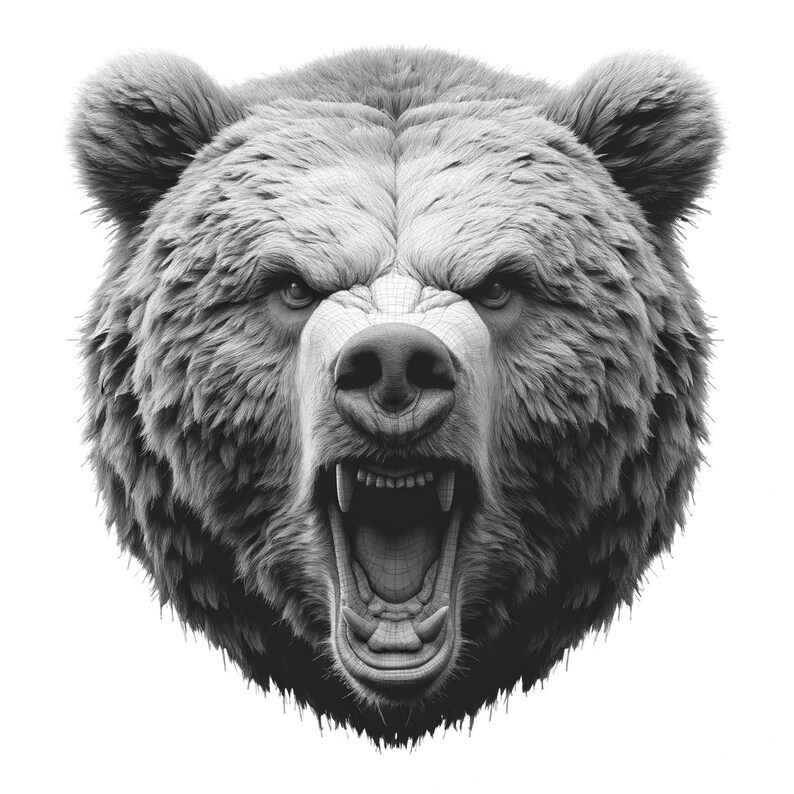 4 Fierce Grizzly Bear Face 3D STL y archivos de mapas de profundidad ...