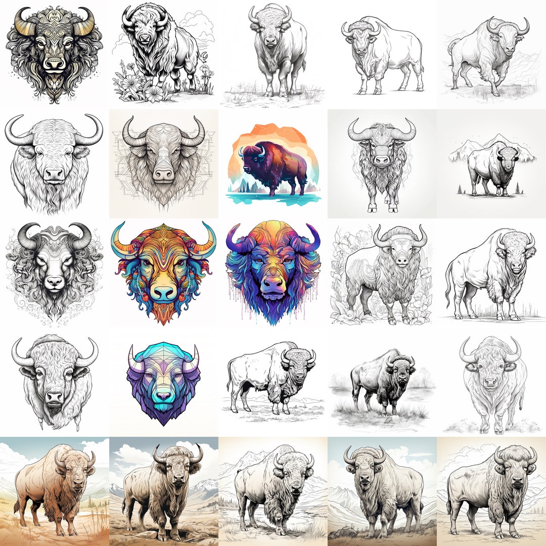 American Buffalo - 25 Separate Scaleable Images of Buffalo or Bison ...