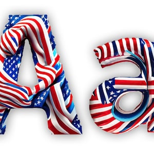 Patriotic Stars and Stripes Alphabet Set - SVG and PNG Files Great for ...