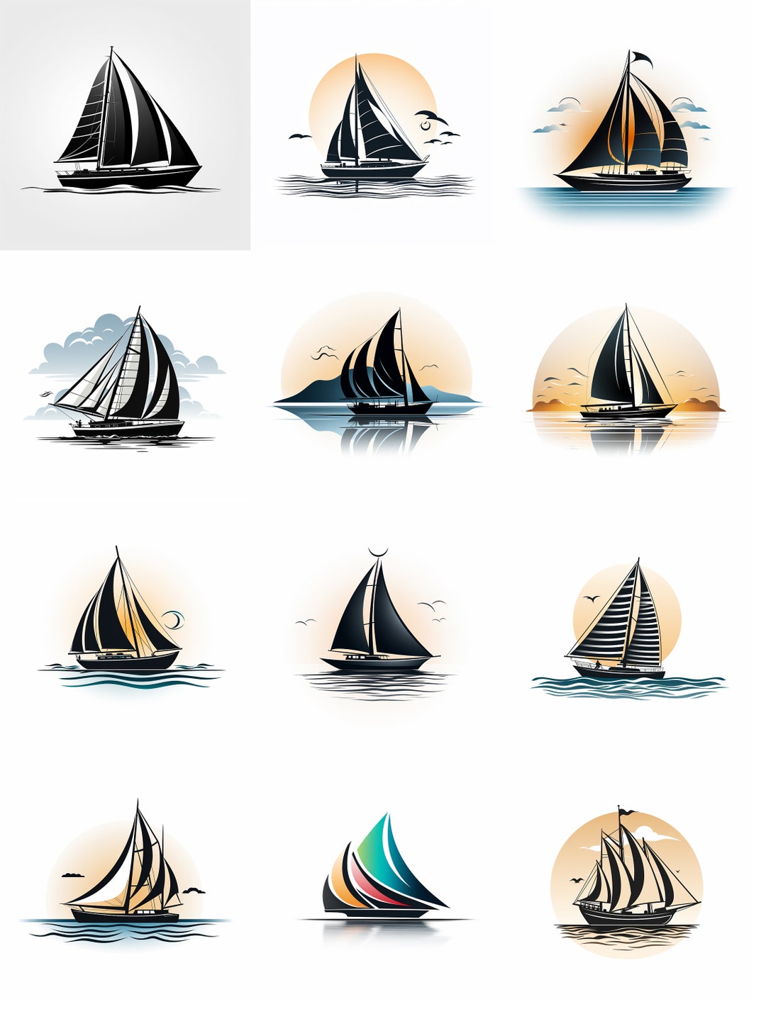 12 Beautiful Sailboat SVG JPG Perfect Cricut and Silhouette T-shirt ...