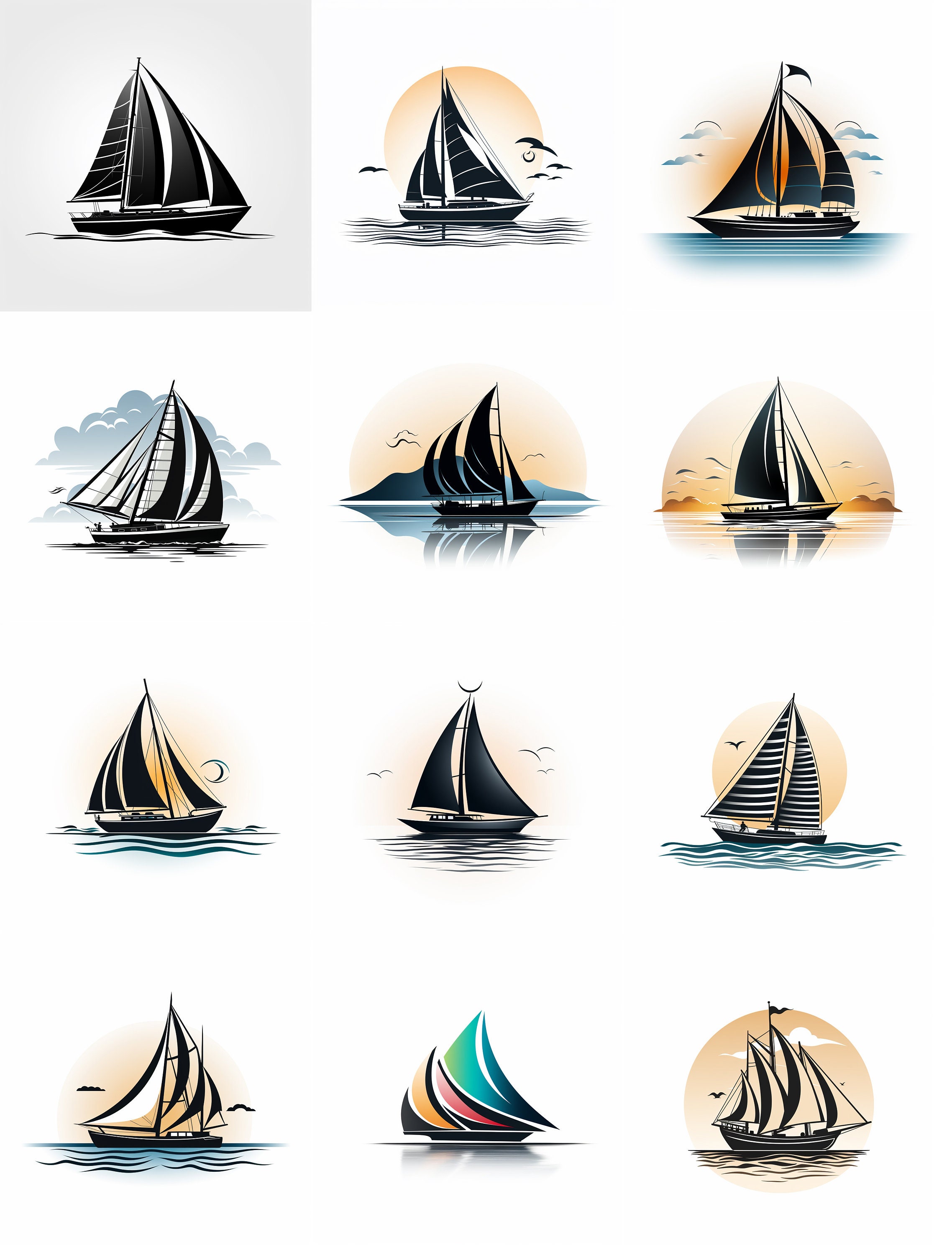 12 Beautiful Sailboat SVG JPG Perfect Cricut and Silhouette T-shirt ...