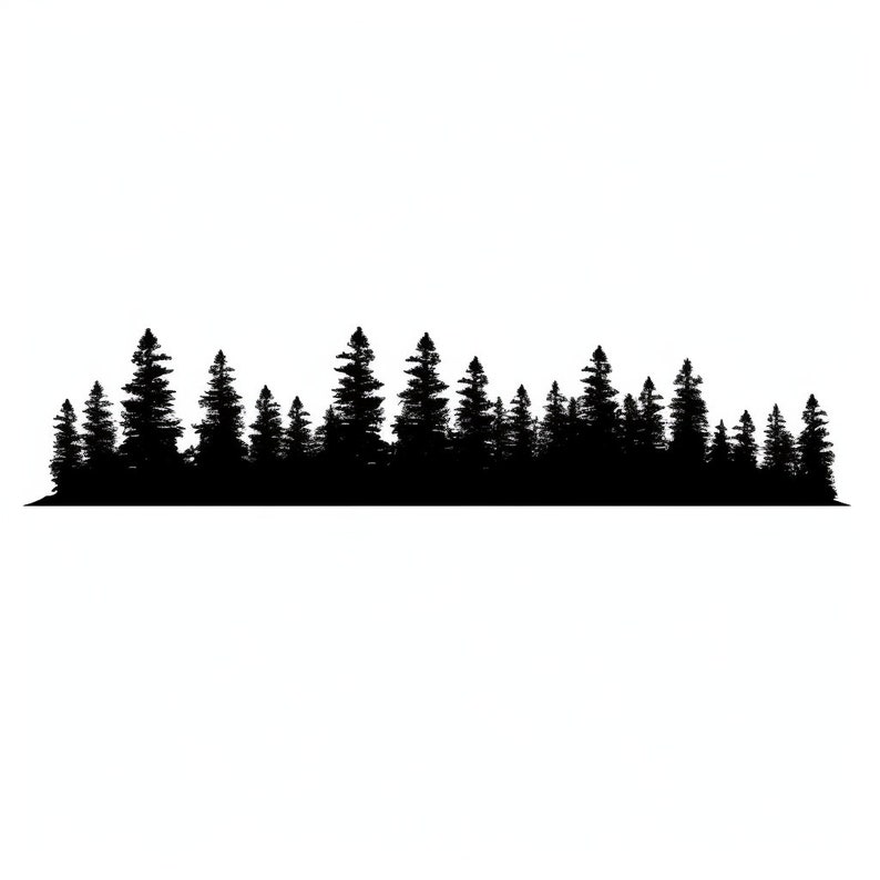 Treeline Svg Instant Download - 8 Skyline Silhouettes of a Line of Pine ...